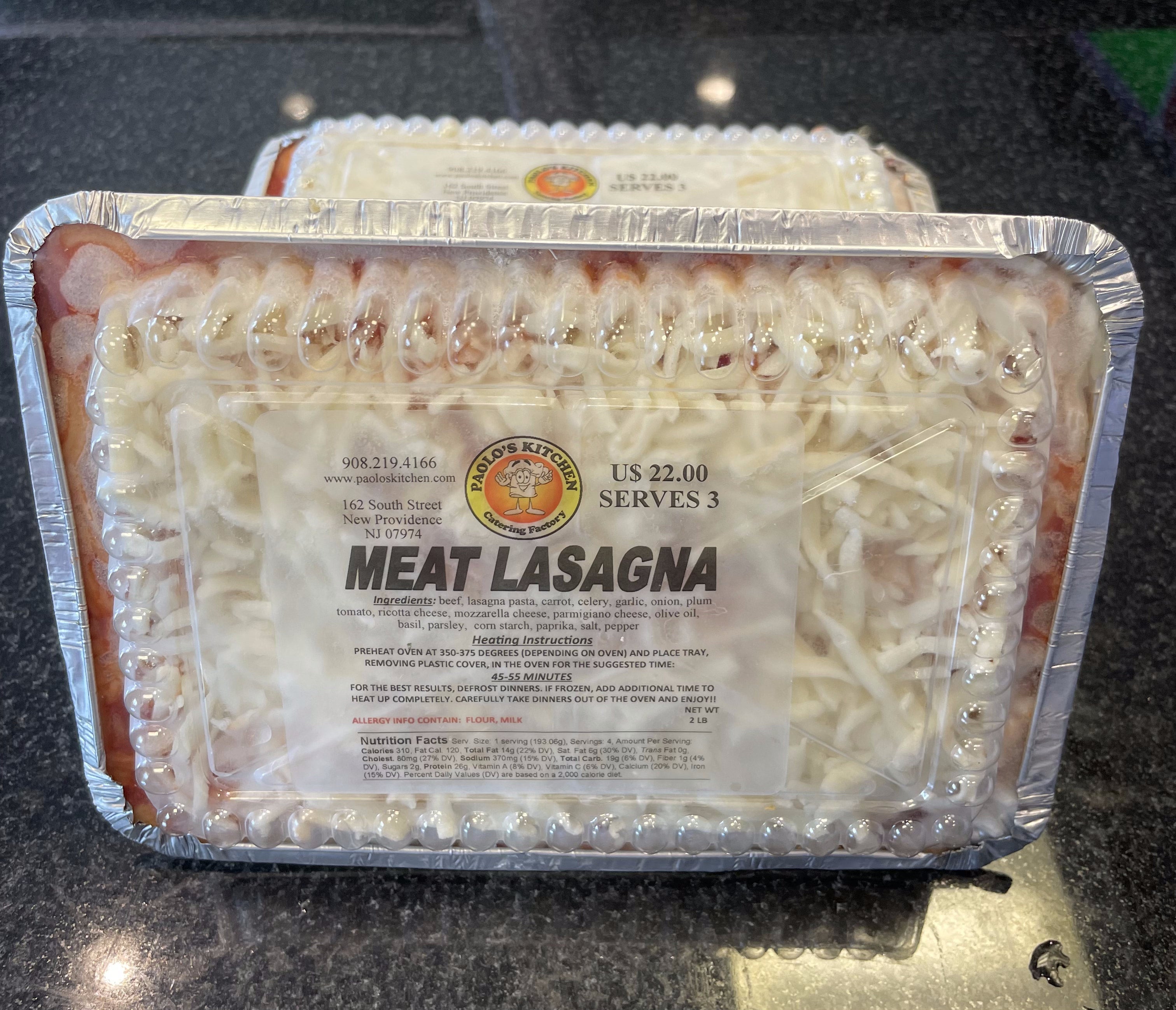 Frozen Meat Lasagna | Paolo's Kitchen Inc