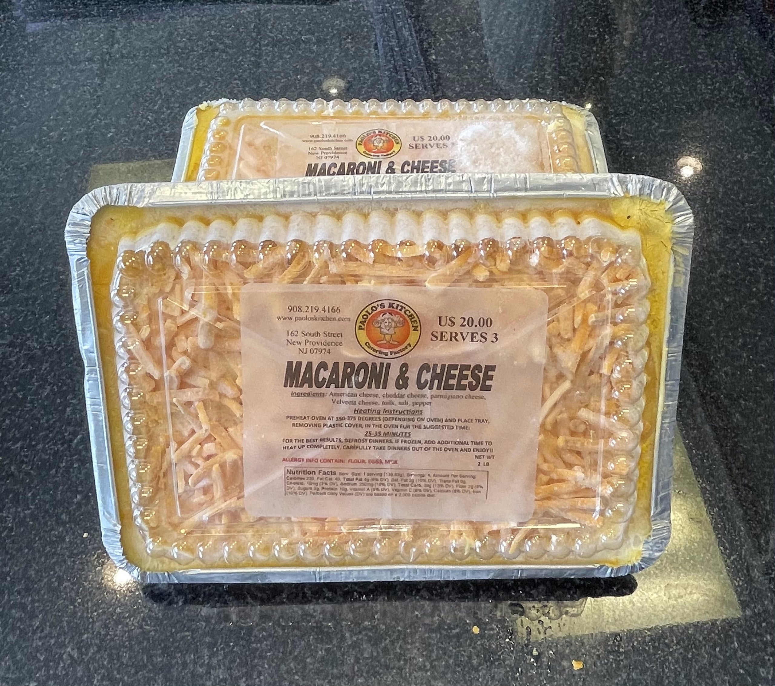 Frozen Macaroni & Cheese | Paolo's Kitchen Inc