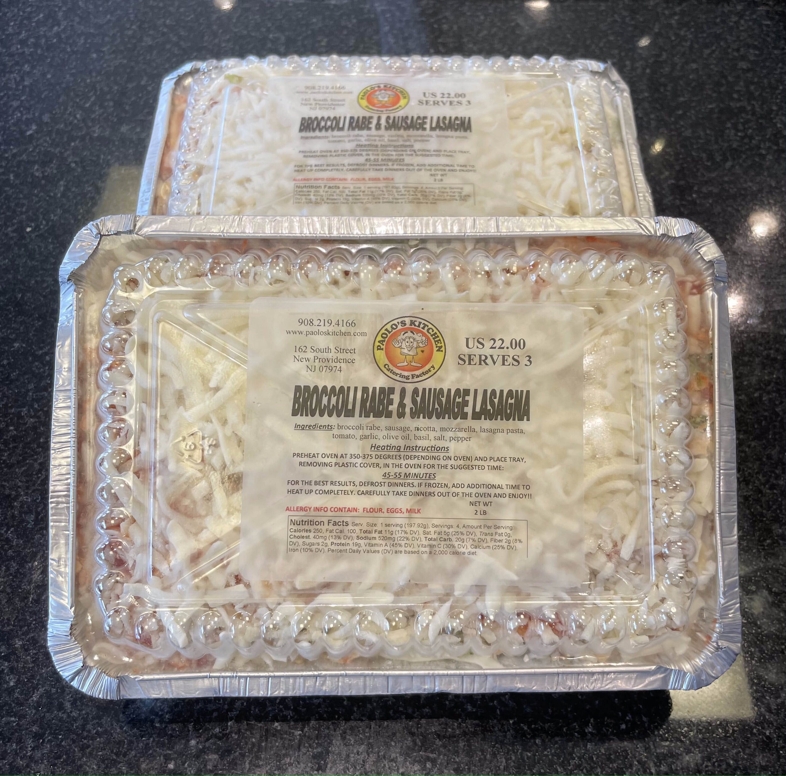 Frozen Broccoli Rabe and Sausage Lasagna | Paolo's Kitchen Inc